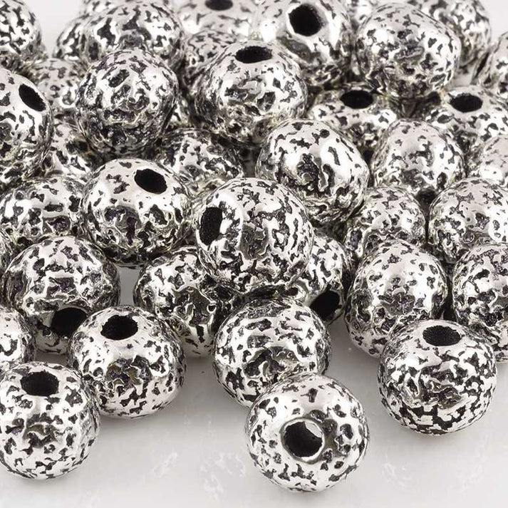 Ceramic Beads - 16mm Coarse Round - Silver -Tamara Scott Designs