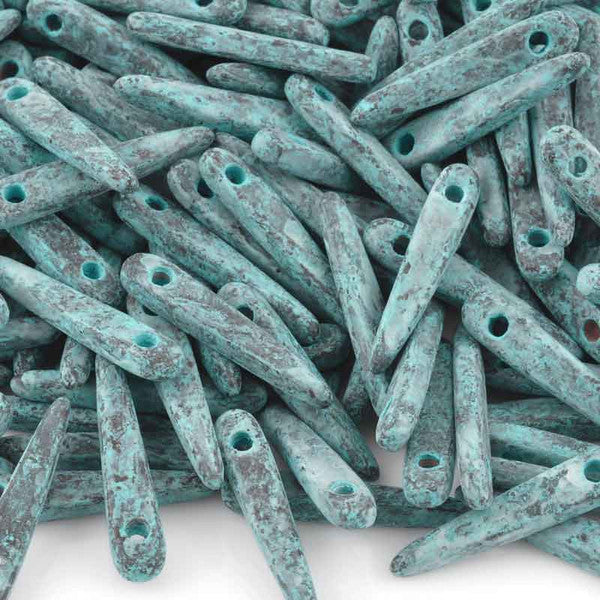 Ceramic Beads-23mm Dagger-Green Patina - Tamara Scott Designs