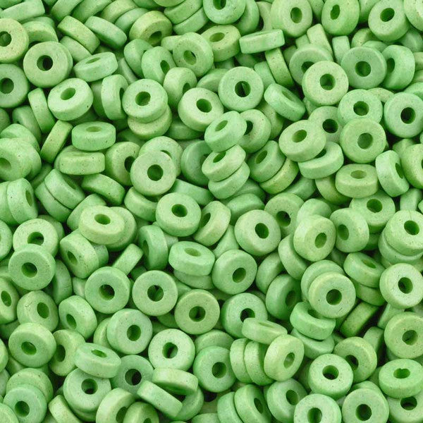 Ceramic Beads - 6mm Round Disc -Lime Green -Tamara Scott Designs