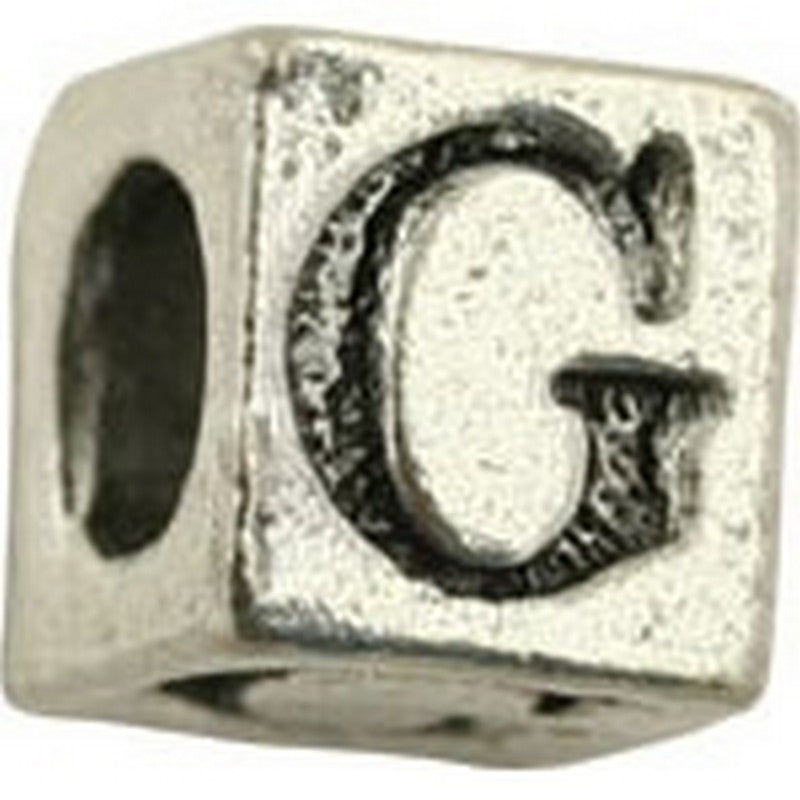 Pewter-5.5mm Block Letter-G-Bead-Antique Silver - Tamara Scott Designs