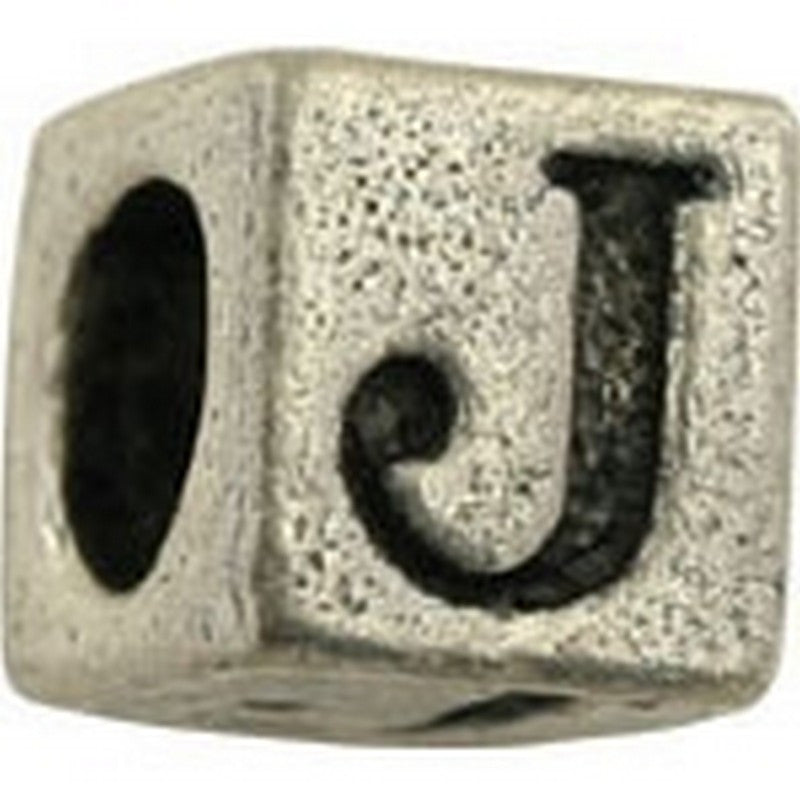 Pewter-5.5mm Block Letter-J-Bead-Antique Silver - Tamara Scott Designs