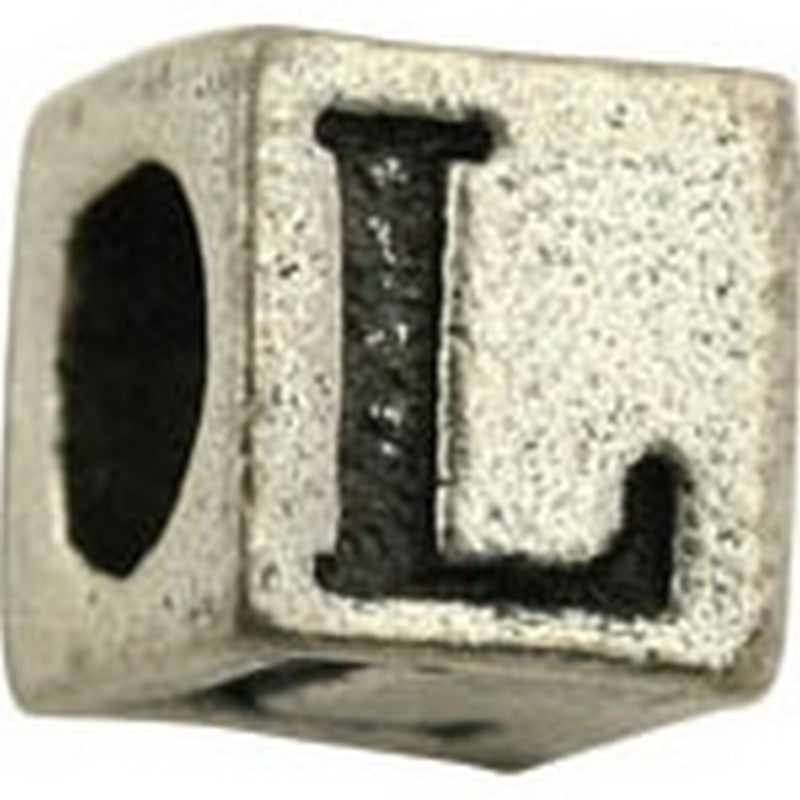 Pewter-5.5mm Block Letter-L-Bead-Antique Silver - Tamara Scott Designs