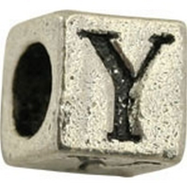 Pewter-5.5mm Block Letter-Y-Bead-Antique Silver - Tamara Scott Designs